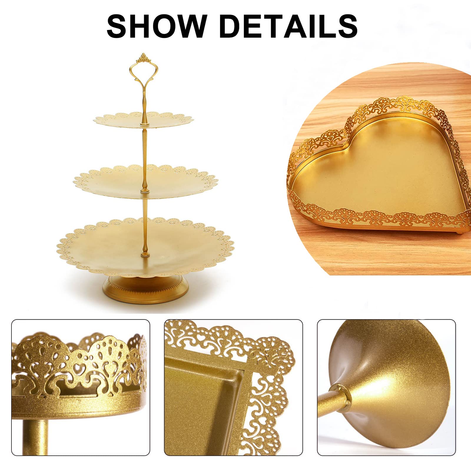 9Pcs Dessert Table Decorations Stands,Cake Stands for Dessert Table,Metal Gold Cake Stand Set for Wedding Graduation Party Dessert Table Baby Shower Birthday Anniversary Christmas