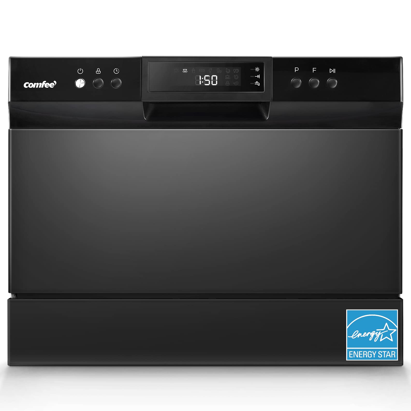 COMFEE’ Countertop Dishwasher, Energy Star Portable Dishwasher, 6 Place Settings, Mini Dishwasher with 8 Washing Programs