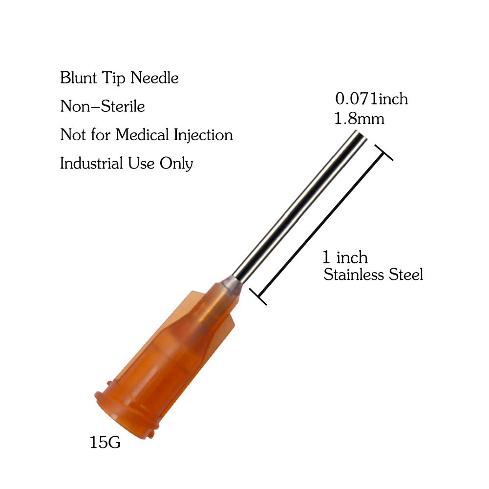 Shintop 100ml Syringe with 15G 1 Inch Blunt Tip Needles and Long Plastic Tubing for Glue Applicator, Experiments and Industrial Use (Pack of 3)