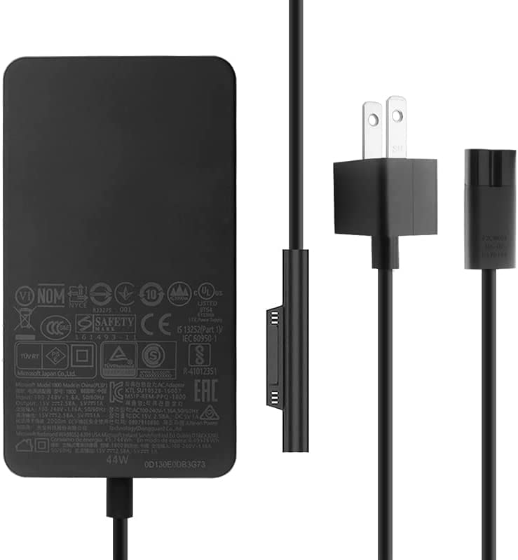 Original Pro Charger 44W 15V 2.58A Power Supply Compatible for Microsoft Surface Pro 6 Pro 5 Fits Model 1796 1800 Power Cord with 5V 1A USB Charging Port