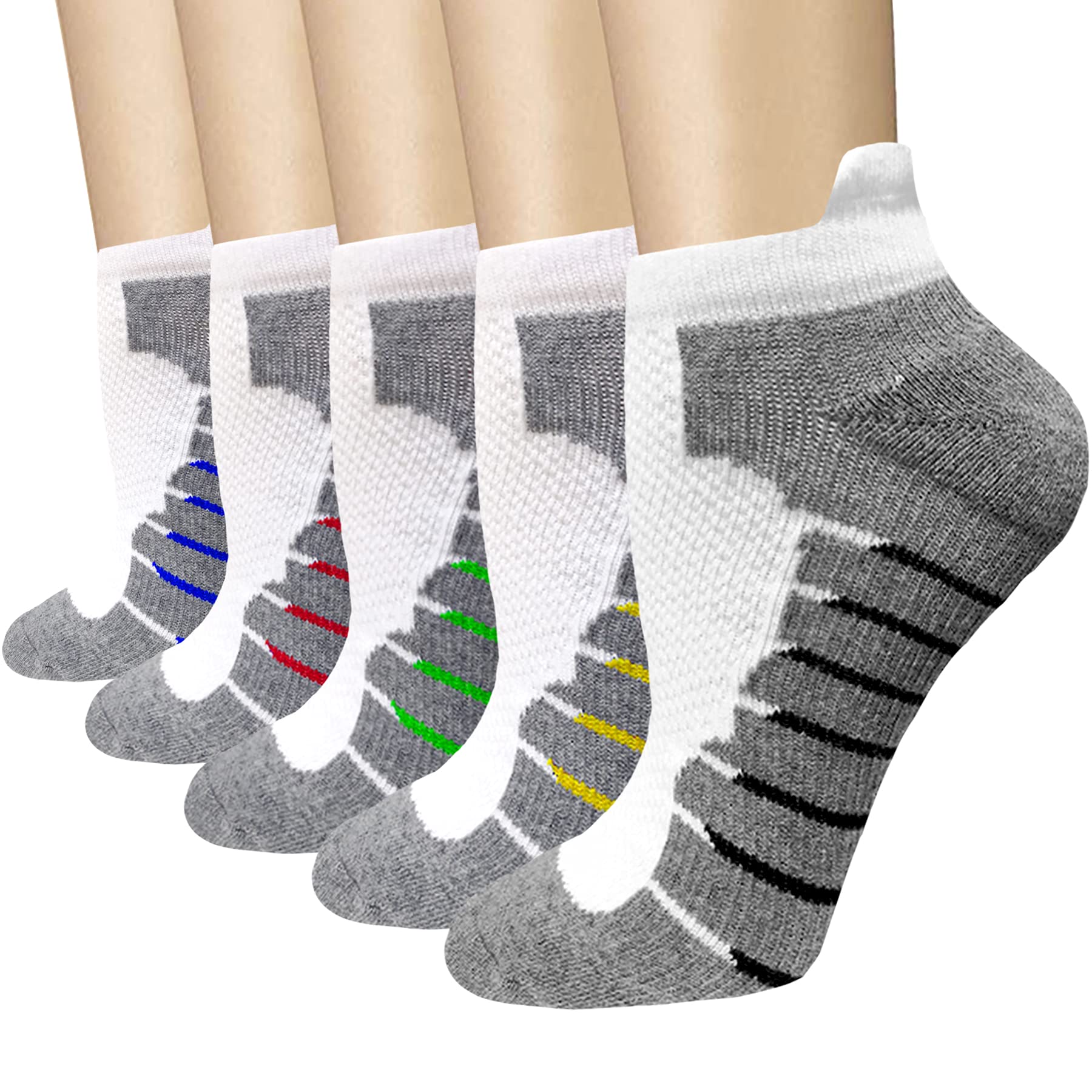 5 Pairs Copper Compression Ankle Socks Women & Men Sport Plantar Fasciitis Arch Support - Best For Athletic &Travel