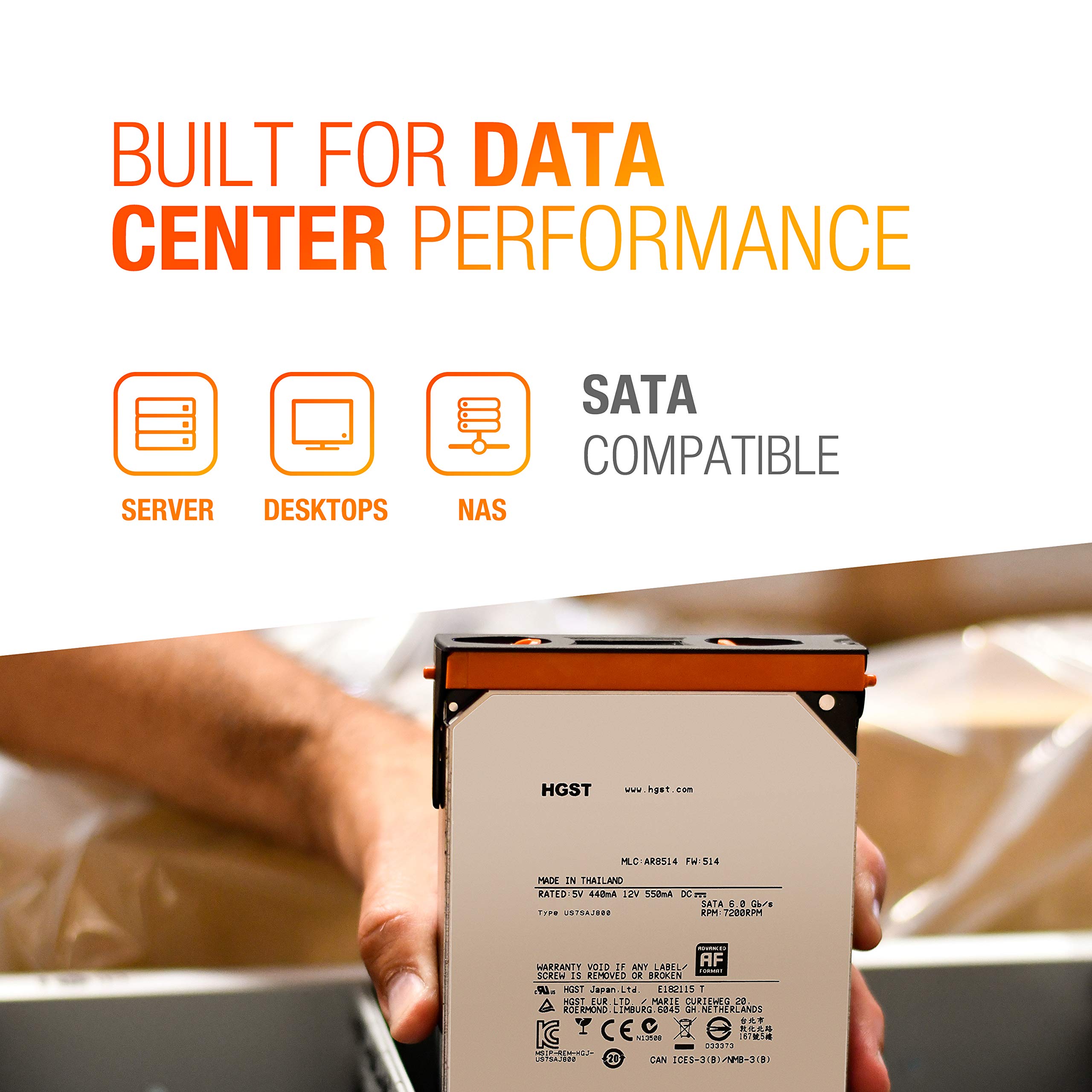 HGST Ultrastar He10 | HUH721010ALE600 | 0F27452 | 512e | 10TB SATA 6.0Gb/s 7200 RPM 256MB Cache 3.5-inch | Enterprise Hard Drive HDD (Renewed)