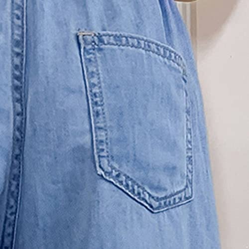 Aislor Kids Girls Fishtail Embroidery Pearls Ruffle Waist Denim Shorts Distressed Jean Shorts Hot Pants with Pockets Light Blue 11-12 Years