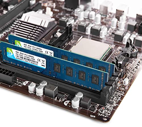 DUOMEIQI PC3 10600 DDR3 1333MHz Ram 8GB(2 X 4GB) PC3-10600U DIMM Memory DDR3-1333 Ram 8GB 1333mhz UDIMM 2RX8 CL9 1.5V 240 Pin Non-ECC Unbuffered for Desktop Computer Memory Module Upgrades