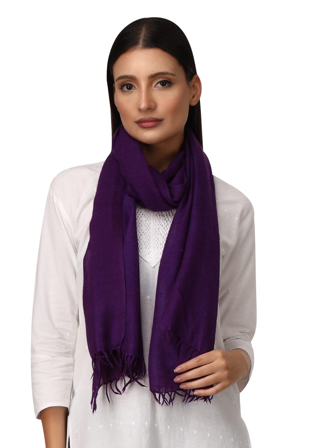 50% Cashmere & 50% Angora wool handmade super soft and warm pashmina scarves/stoles (DEEP PURPLE)