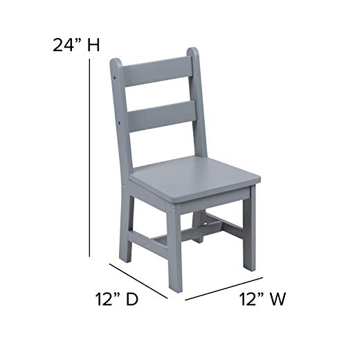 Flash Furniture Kyndl Kids Solid Hardwood Table and Chair Set for Playroom, Bedroom, Kitchen - 3 Piece Set - Gray