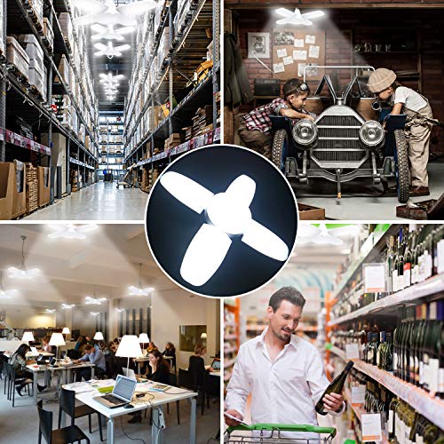 LED Garage Lights,Exulight 60W Led Garage Ceiling Light 6000LM Daylight,Deformable Light Bulbs 60 Watt Work Light,E26/E27 Shop Lights for Garage Barn Warehouse Workshop Lighting