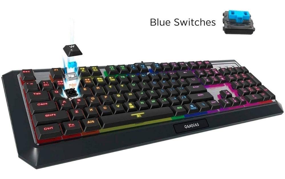 GAMDIAS Hermes P3 RGB Gaming Keyboard Low Profile Mechanical Switch with blue switch, N-key rollover (Hermes P3)