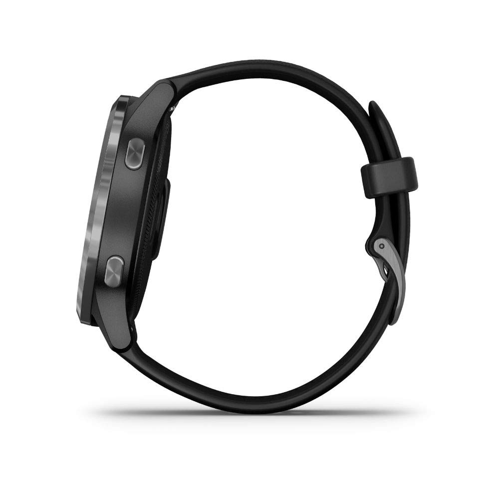 Garmin 010-02174-11 Vivoactive 4 Smartwatch Black/Stainless Bundle with 1 YR CPS Enhanced Protection Pack