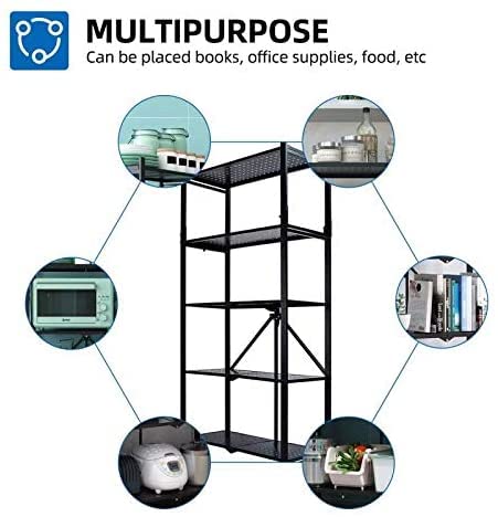 Malson Metal Storage Rack with Wheels, 5-Tier Storage Shelf Heavy Duty Storage Shelving Unit and Metal Organizer Wire Rack for Home Office Kitchen Bathroom Organization