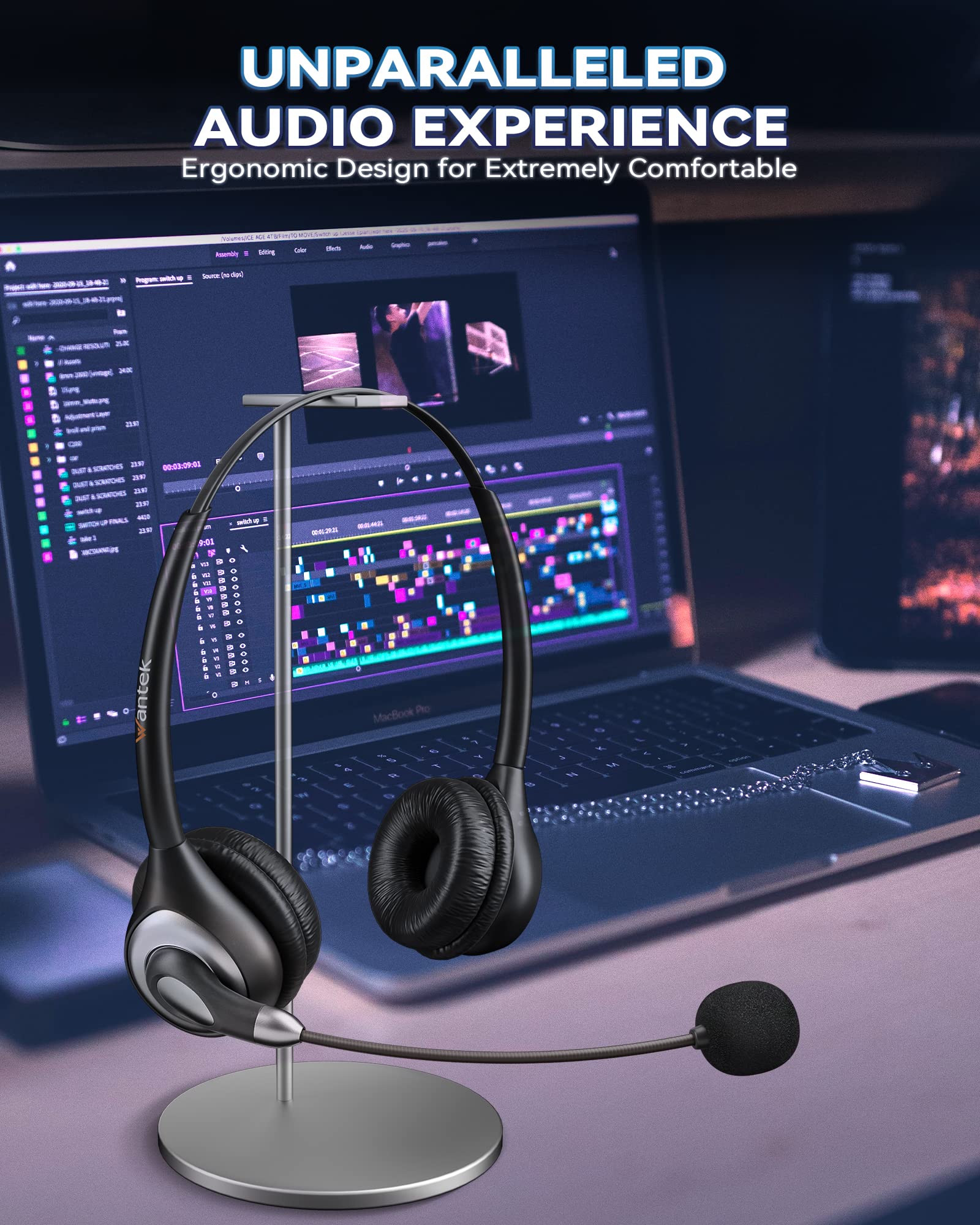Wantek Corded USB Headset with Microphone Noise Cancelling & in-line Controls, Computer Headphones for Laptop PC Skype Zoom Webinar Classroom Home Office Business, Clear Chat, Ultra Comfort(UC602)