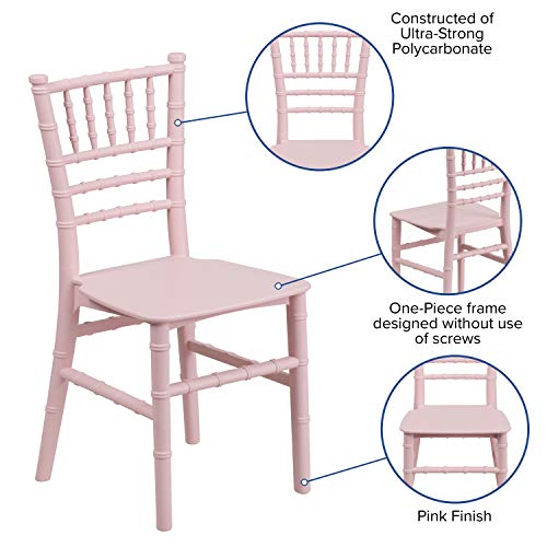 Flash Furniture Child’s Pink Resin Party and Event Chiavari Chair for Commercial & Residential Use