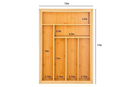 Heim Concept Drawer Organizer Bamboo Cutlery Tray Silverware Organizer/Utensil Holder, Drawer Dividers Organizer for Silverware, Flatware, Knives in Kitchen