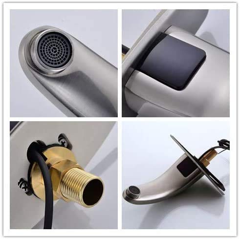 Automatic Sensor Touchless Bathroom Faucet Brushed Nickel,Motion Activated Hands-Free Lavatory Vanity Faucet,Touch-Free Solid Brass Auto Sensor Bathroom Sink Faucet