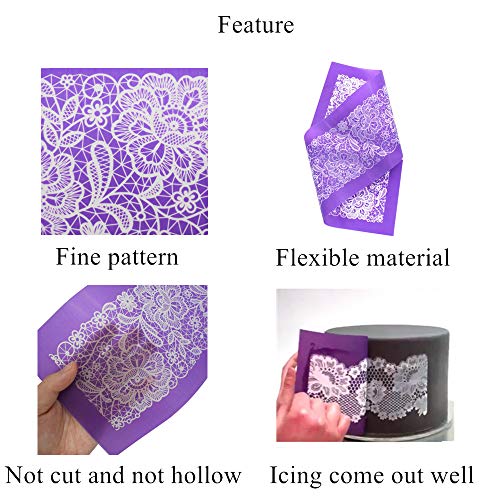 AK ART KITCHENWARE Barley Design Mesh Stencils for Cakes Royal Icing Lace Mat Fondant Molds Cake Tools Cake Stencil Painting Stencils Bakeware Pastry Tools Cake Shop Tools Bakery MST-27