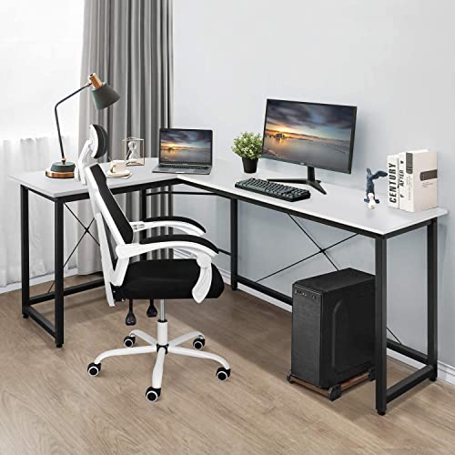 AuAg Modern 66.5ββ L-Shaped Home Office Desk, Larger Sturdy Computer PC Laptop Table, Corner Gaming Desk, Writing WorkstationDesk, Wooden Desk W/Monitor Stand