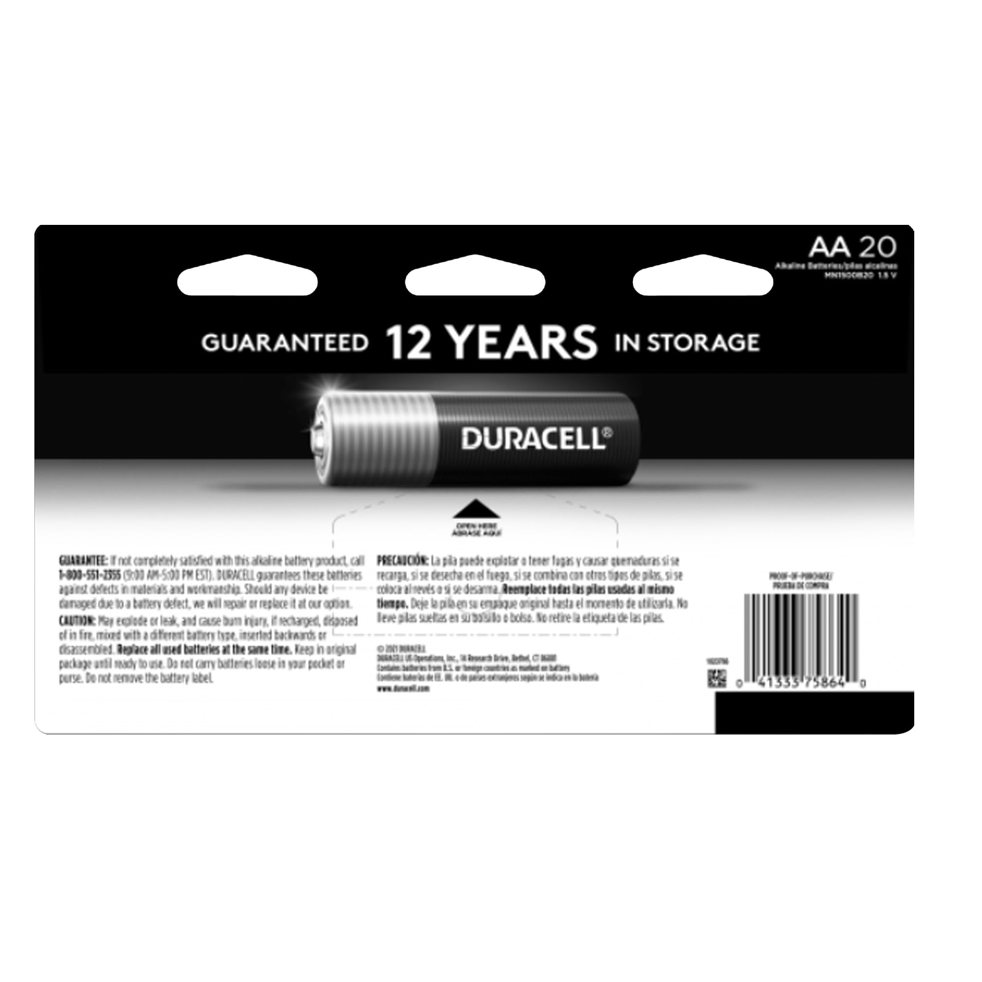 DURACELL Coppertop Alkaline Batteries with Duralock Power Preserve Technology Aa 20/Pk (Durmn1500b20z)
