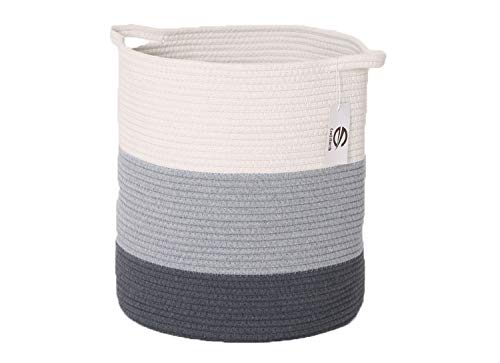 CraftEarth Multicolor Baby Laundry Basket - Thread Cotton Rope Basket - Toy Storage Organizer - Tall Woven Basket Toy Storage -Baby Laundry Hamper Nursery Decor