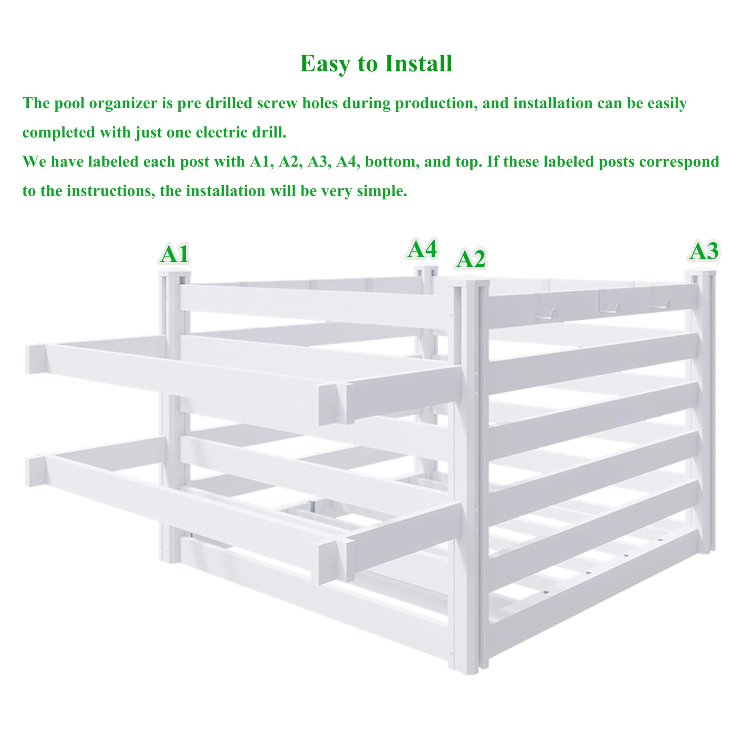 FENCETECH 63" L x 46" W x 38" H Vinyl Poolside Deckbox Storage Organizer, Pool Storage Equipment Organizer Holder (No Baskets)