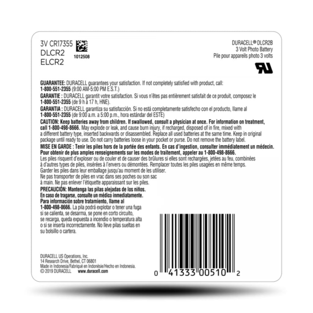 Duracell Ultra High Power Lithium Battery, CR2, 3V