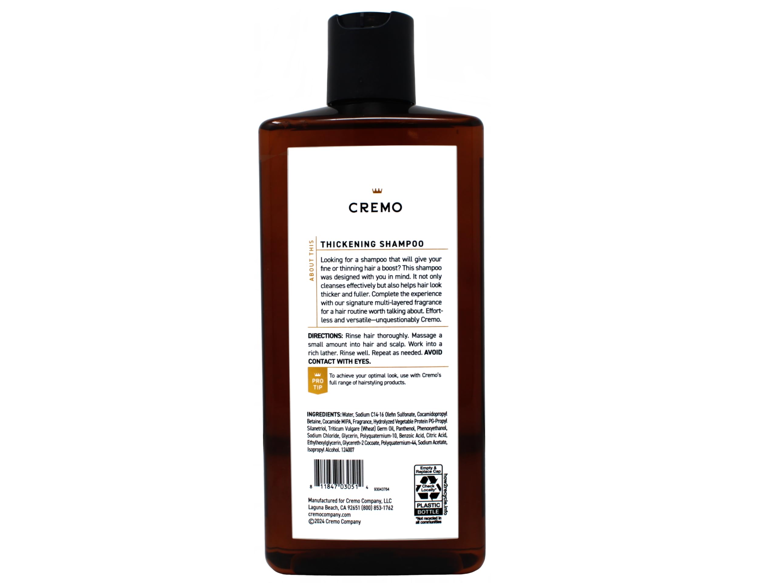 Cremo Barber Grade Juniper & Eucalyptus Thickening Formula for Fine or Thinning Hair, eucalyptus, juniper, eucalyptus, 16 Fl Oz (2-Pack)