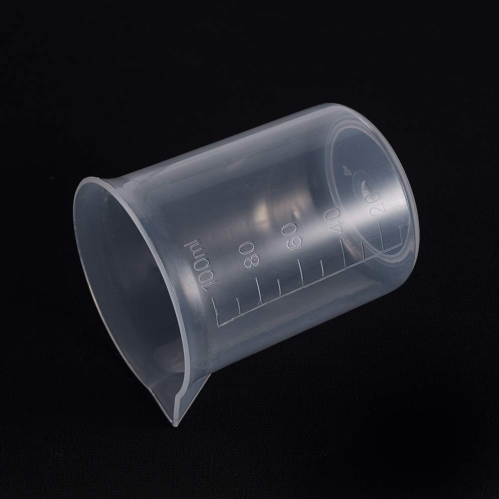 Othmro 10Pcs 100ml Plastic Graduated Cups Measuring Cups PP Plastic Graduated Beaker Clear Scale Cups Liquid Measuring Mixing Cups Graduated Plastic Measuring Cups for Lab Kitchen Liquids Transparent