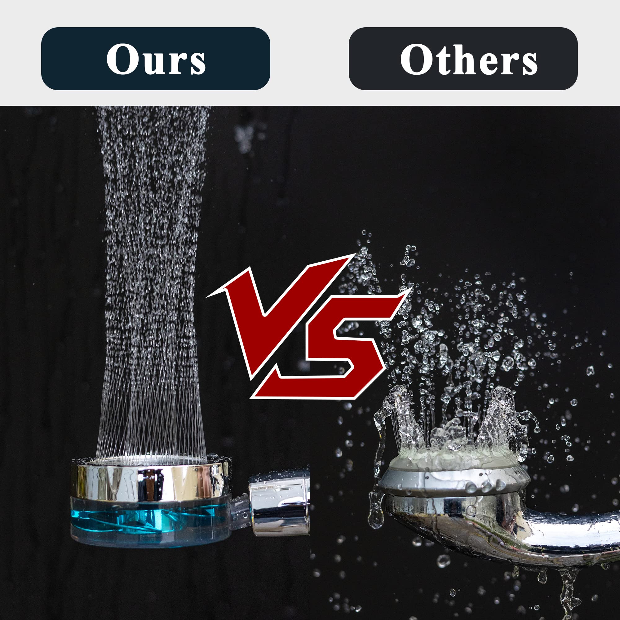 Alphyse Turbo Shower Head High Pressure, Vortex Shower Head with Handheld, Hydro Shower Head with Hose, 3 Filters and Turbo Fan, Blue