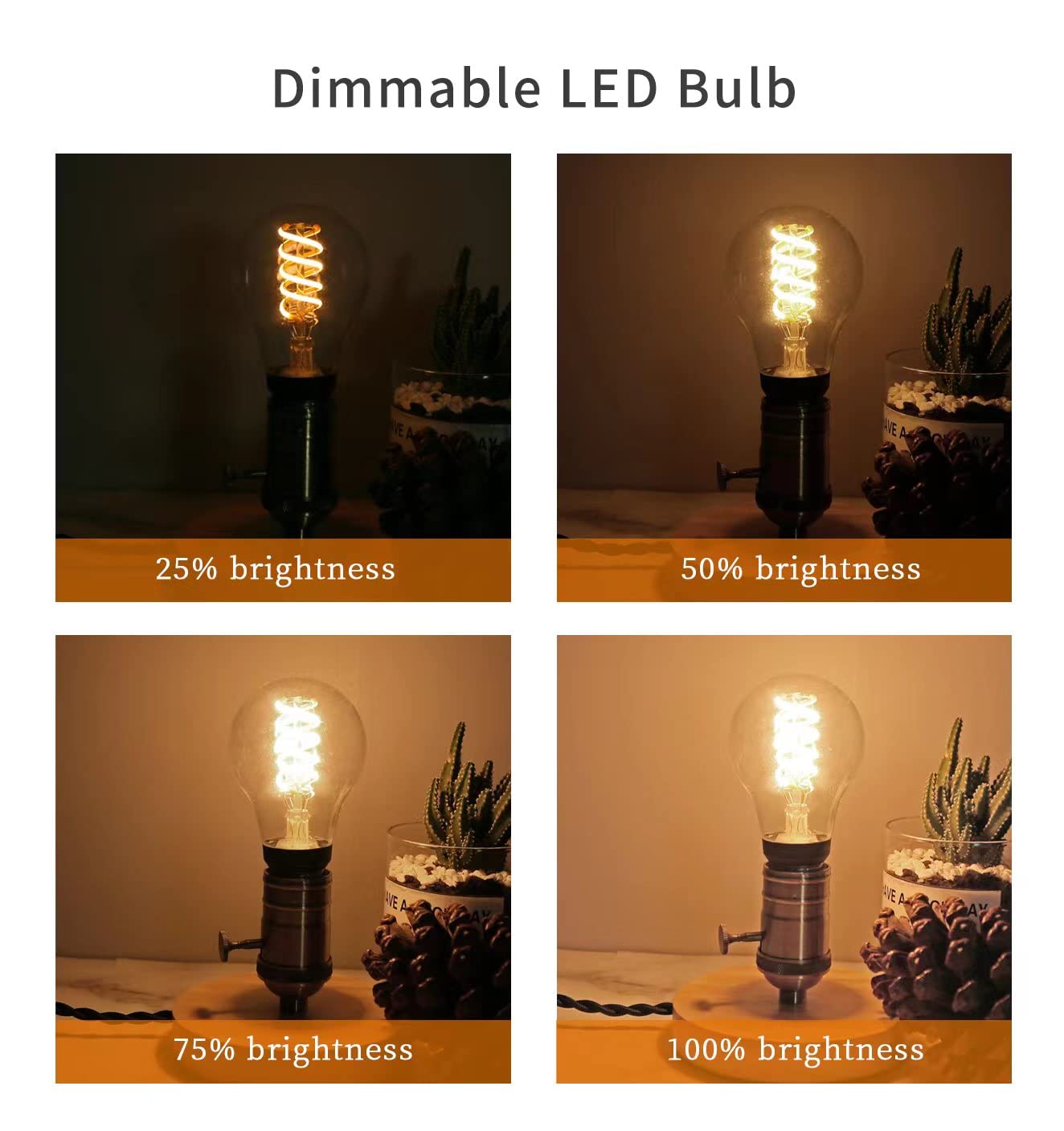 Austin Coast LED Fairy Light Bulb,G95 E26 Warm White Edison Screw Night Lights,Flash Starry Decorative Copper Wire String Lights for Bedroom Living Room Festival Christmas, Non-dimmable, 4 Pack