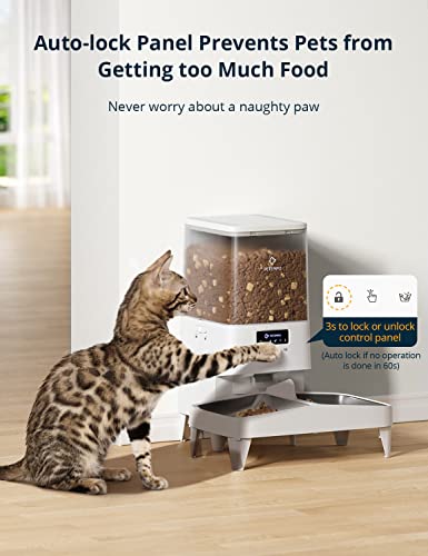 Automatic Cat Feeders, WiFi 5L Automatic Pet Feeder with Anti-Stuck Design, Programmable Cat Food Dispenser for 1-2 Cats and Dogs, 60 Portion 10 Meal Per Day