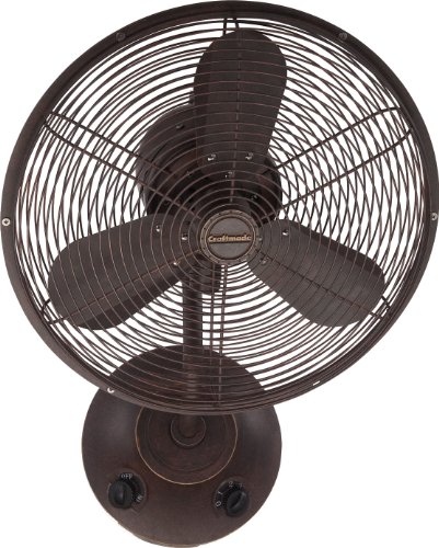 Craftmade BW116AG3 Bellows I Retro-inspired 16" Outdoor Wall Mount Patio Fans with Heavy-duty, 3-speed Oscillating Motor, Aged Bronze Textured