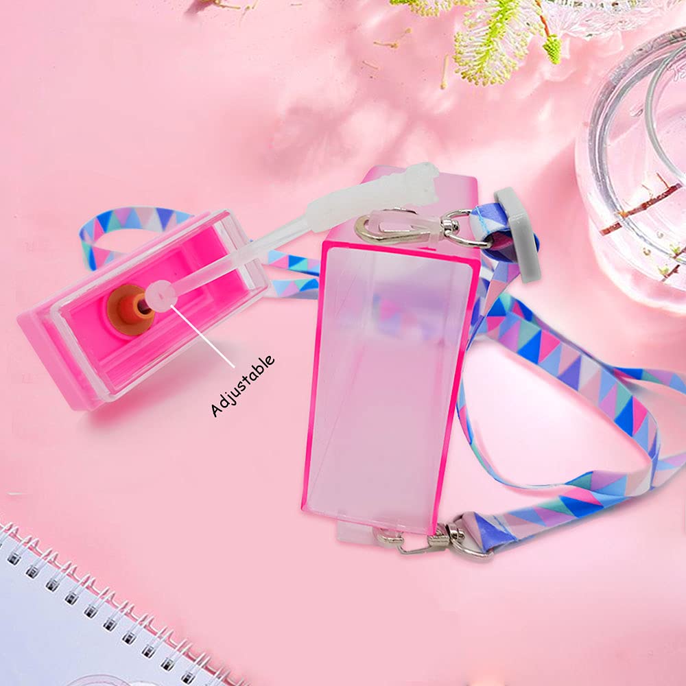 AGUDOU Cute Water Bottles with Straw, Sports Popsicle Water Bottle with Adjustable Shoulder Strap, Creative Portable Ice Cream Popsicle Cup for School Kids Girls Drinking Bottles Camping (pink)