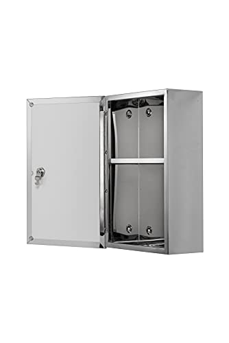 Croydex WC846005AZ Trent Stainless Steel Lockable Surface Mount Medicine Cabinet with Keys, 15.7 x 9.8 x 5.2 In.