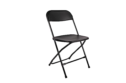 BTEXPERT Plastic Folding Steel Frame Commercial High Capacity Event Chair Lightweight Set for Office Wedding Party Picnic Kitchen Dining Church School Set of 2, Black