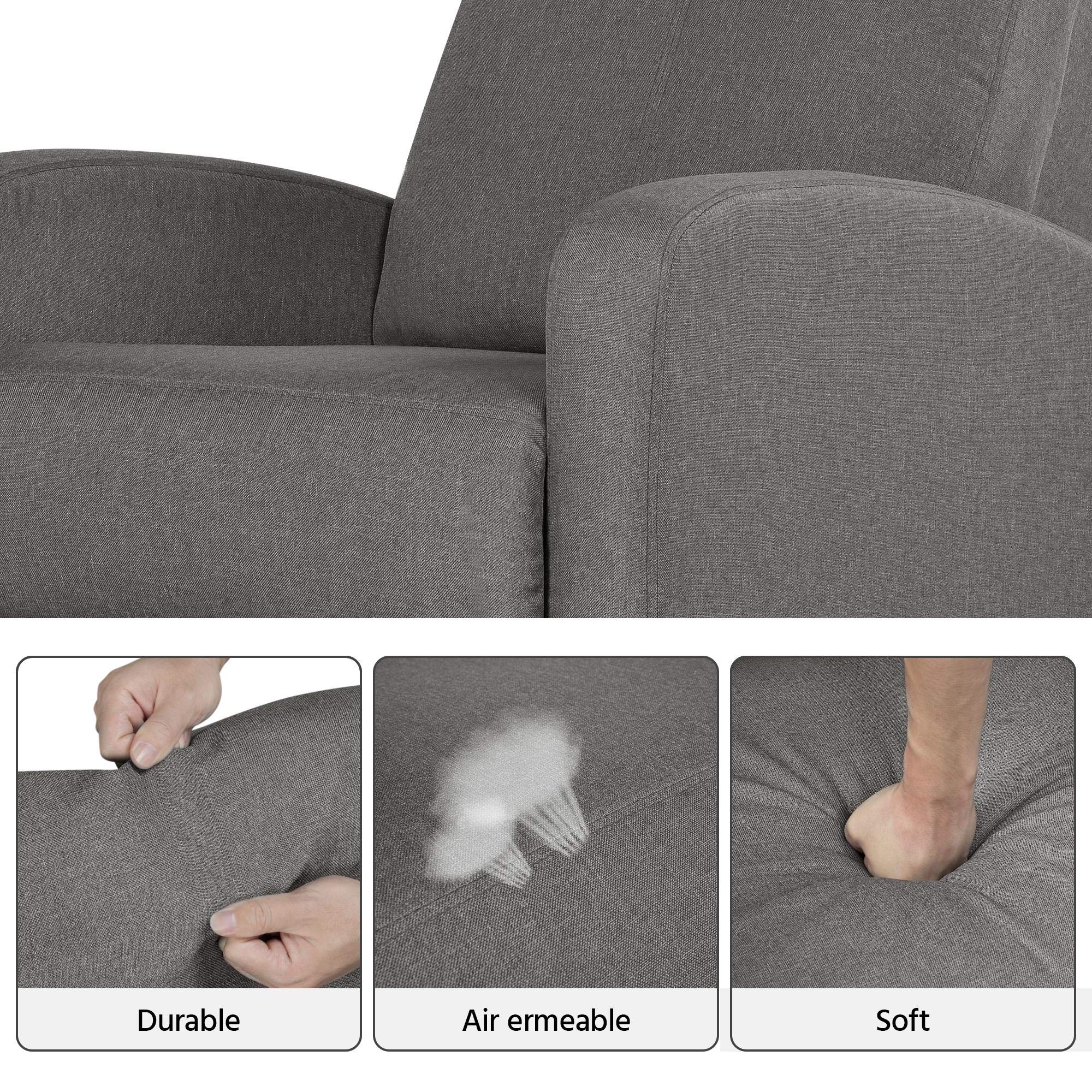Yaheetech Fabric Recliner Sofa Reclining Upholstered Sofa with Pocket Spring Living Room Bedroom Home Theater Light Grey