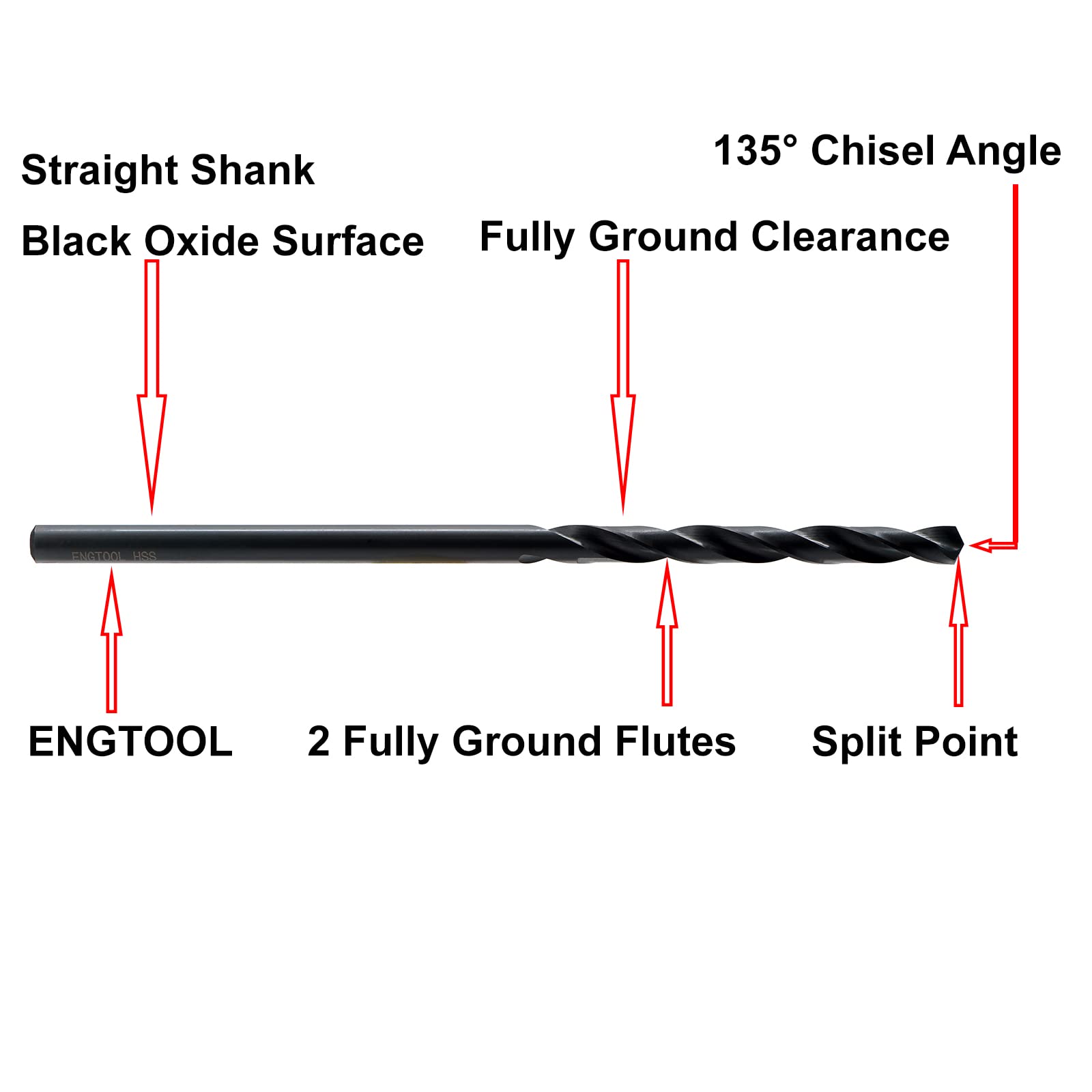 MAXTOOL 3/32"x6" 6pcs Identical Aircraft Extension Drills HSS M2 Extra Long Deep Twist Drill Bits Straight Shank Fully Ground Black; ACF02B06R06P6