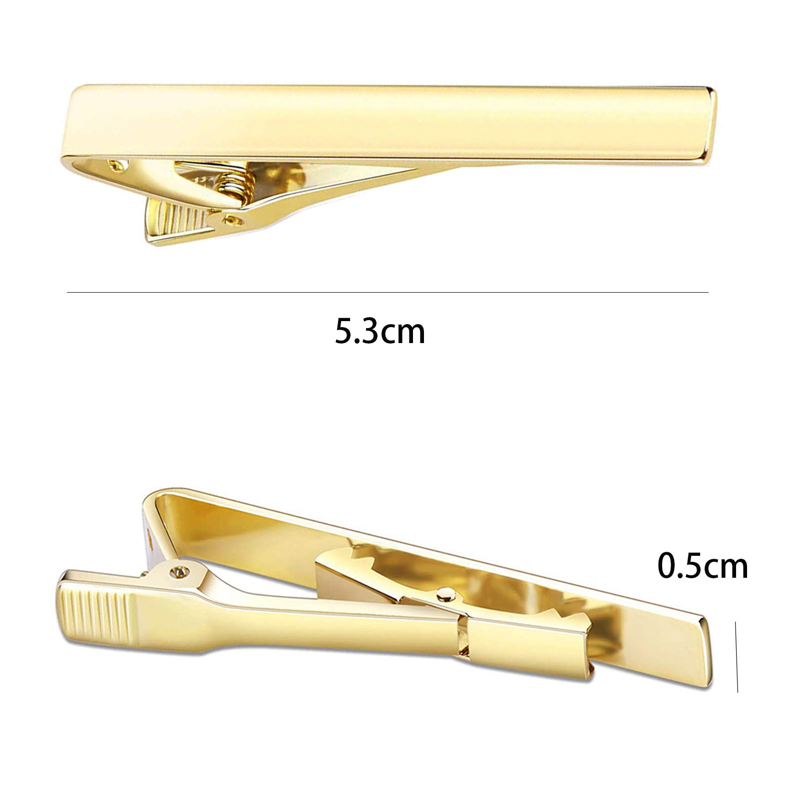 6 PCS Tie Clips for Men, Black Gold Sliver Tie Bar Clip Set for Regular Ties for Wedding Anniversary Business and Best Gift