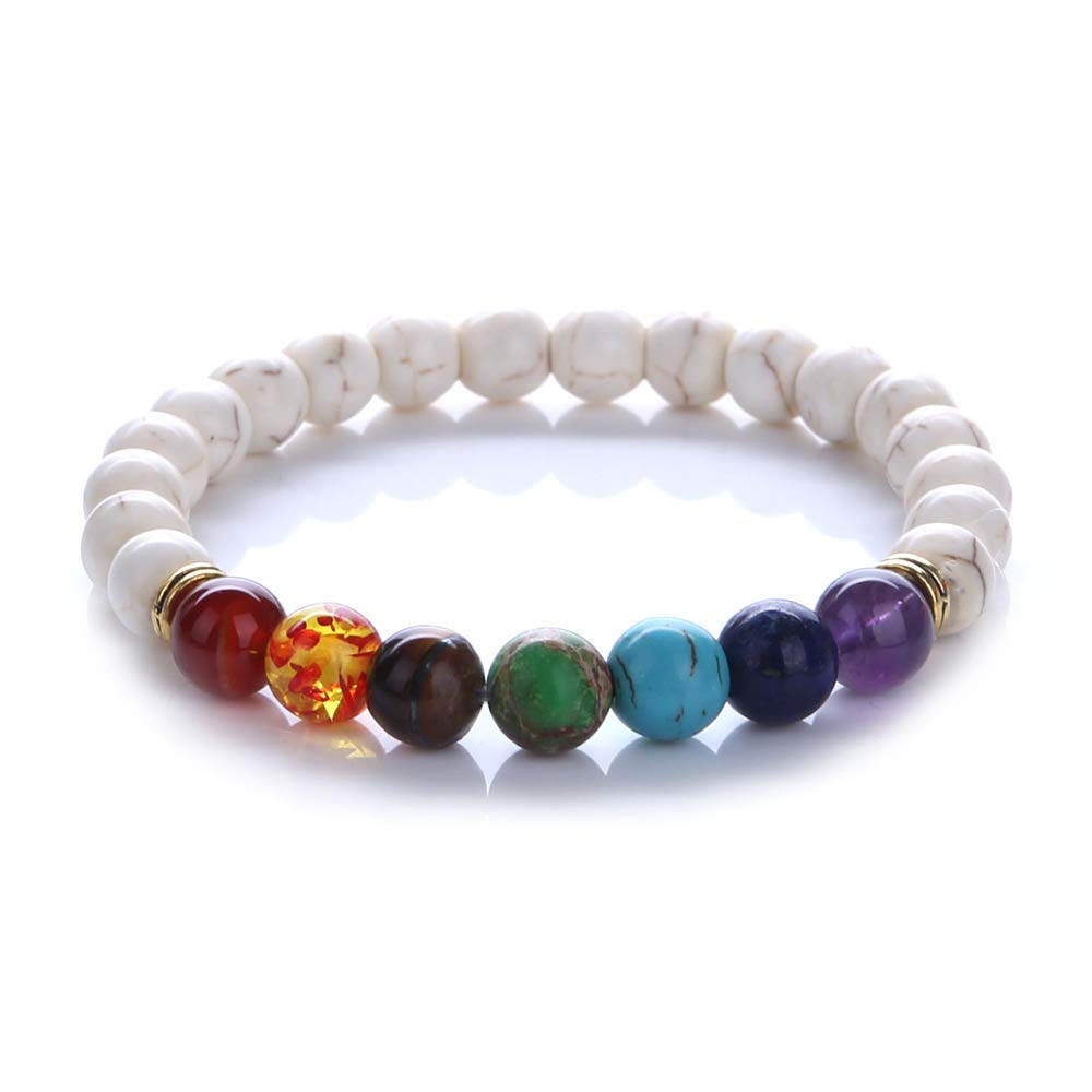 5 Pcs Chakra Bracelets for Women,8mm Lava Rock Chakra Bracelet for Men