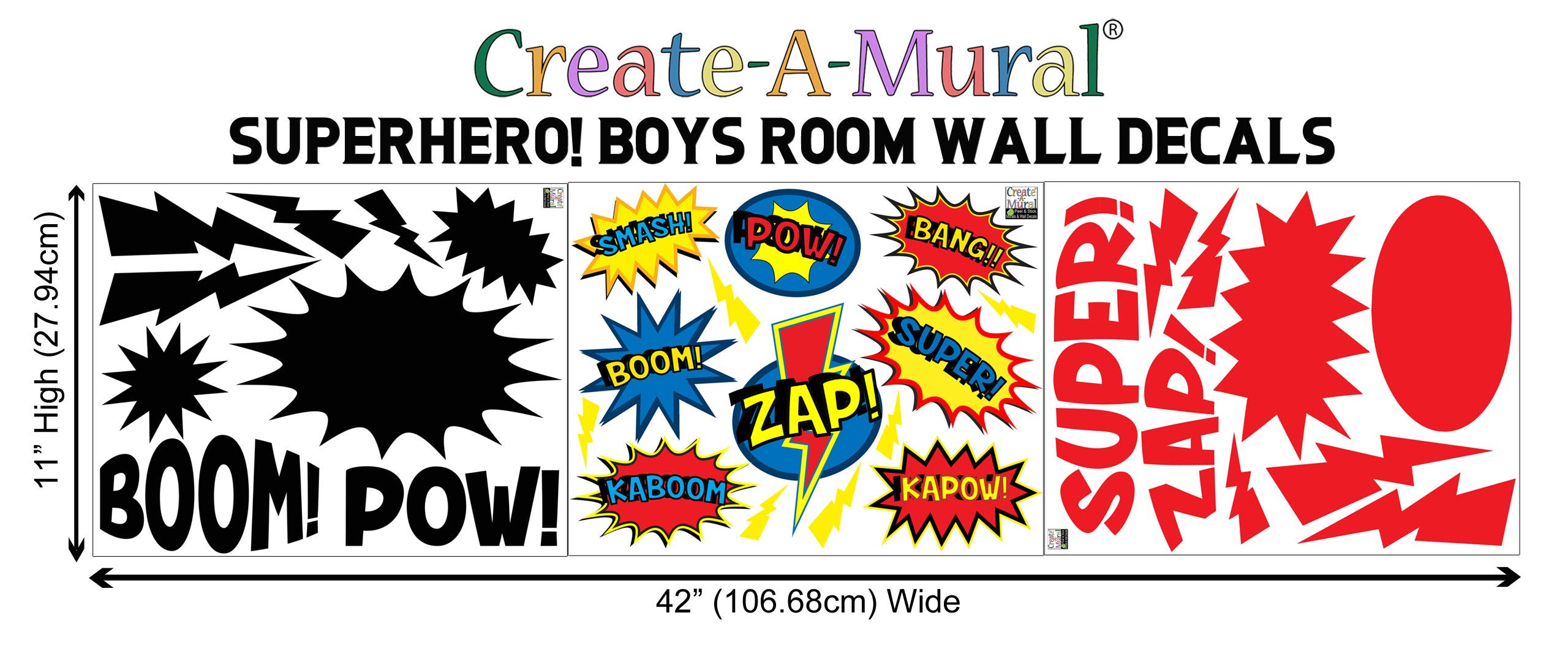 Superhero Boys Room Wall Decals Decor Stickers Teenager Decorations for Bedroom (Superhero)
