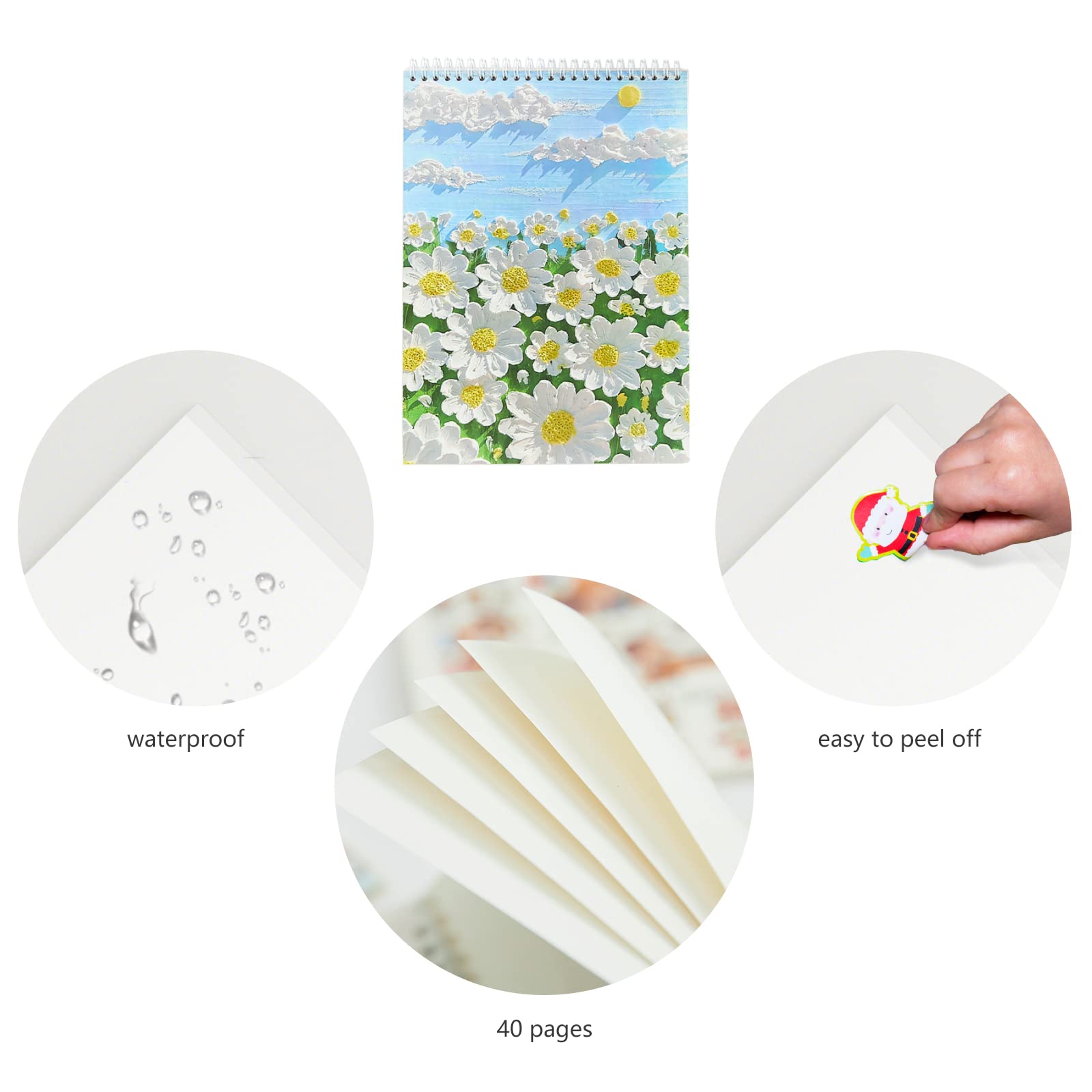 A4 Size Sticker Storage Book Collecting Album 40 Sheets Reusable Stickers Collection Organizer 8.3 x 11.7 Inches Blank Release Paper Book (Daisy)