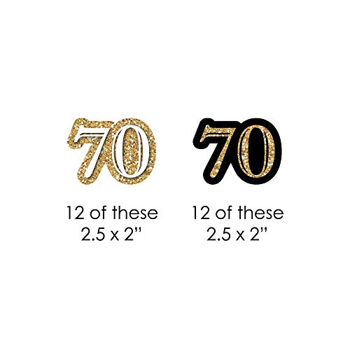 Adult 70th Birthday - Gold - Paper Straw Decor - Birthday Party Striped Decorative Straws - Set of 24