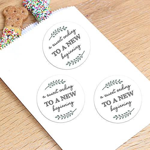 A Sweet Ending to a New Beginning Stickers, Wedding Favor Sticker Labels-120PCS