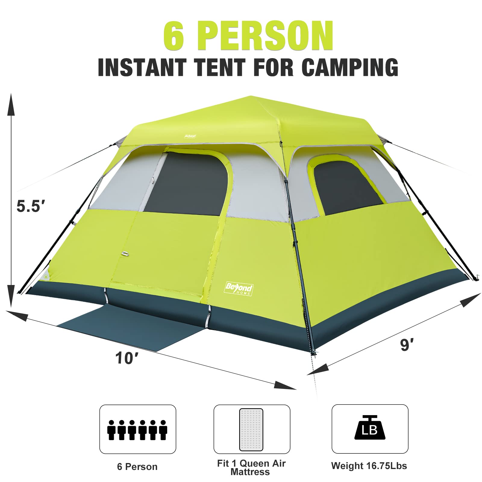 6 Person Instant Cabin Tent, Ultralight 1 Person Camping Sleeping Pad