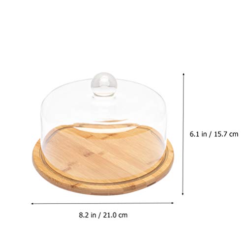 Cake Stand with Dome, Display Cake Stand Serving Platter Snack Tray Round Dessert Plate Tray for Baking Wedding Party (21 * 21 * 15.7cm)