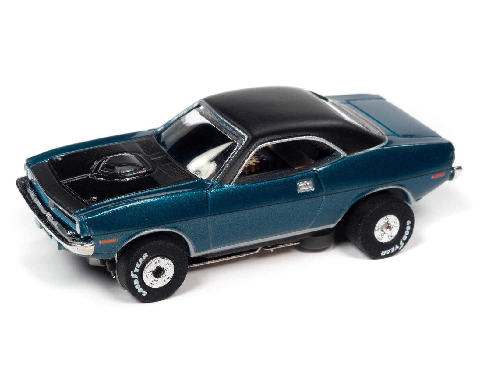 Auto World Thunderjet OK Used Cars 1970 Plymouth Cuda (Teal) HO Scale Slot Car