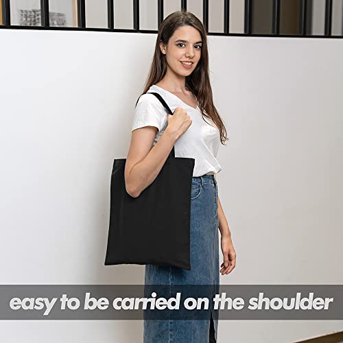 corupuoi Resuable Tote Bag 32 Pack Canvas Bag 6 Oz Eco-Friendly Shopping Bags Suitable for Diy, Promotion, Gifts, Black