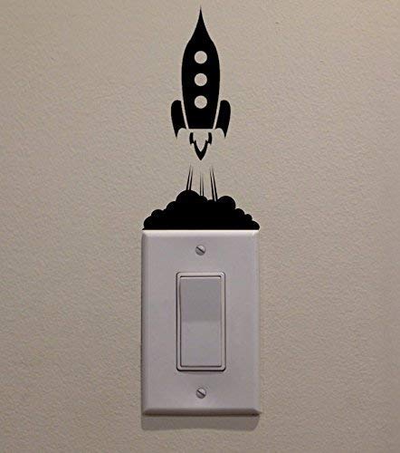 Rocket Ship on Light Switch Children's Room's Vinyl Wall Decal (3 X 5 Inches)