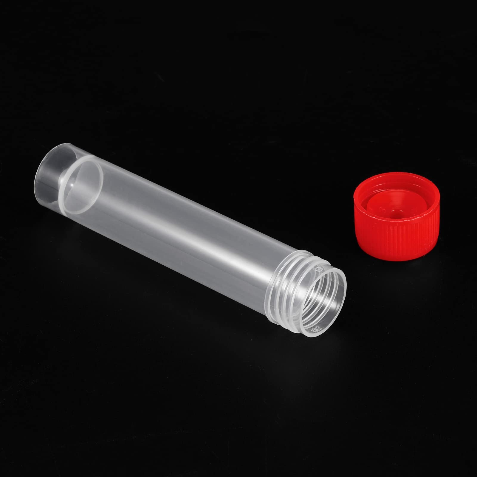PATIKIL 20mL Plastic Test Tubes, 40 Pack Frozen Test Tube Vial Container Storage Screw Cap for Lab Laboratory Science, Red Clear