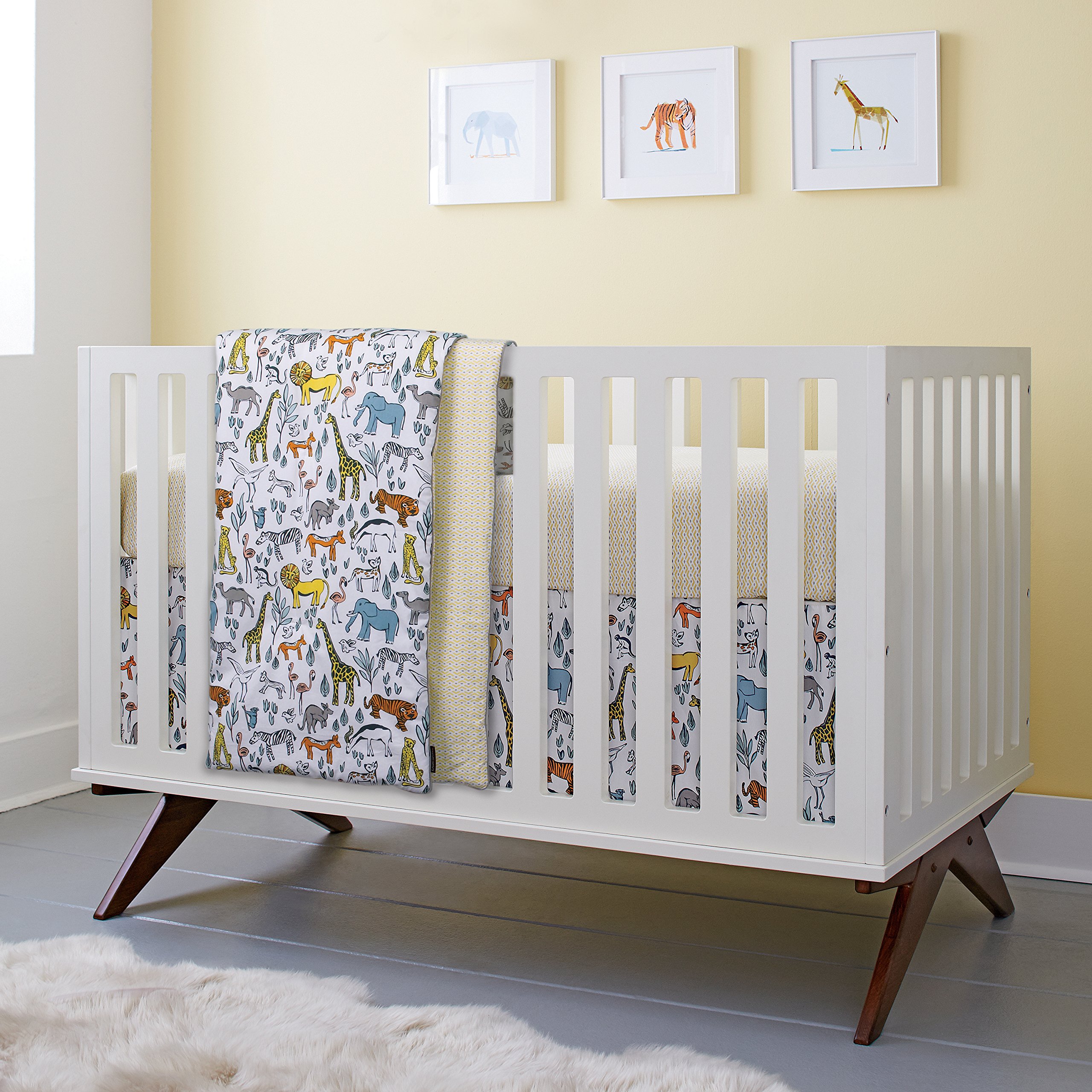 DwellStudio Safari Animal Print Crib Skirt, Gray/Yellow/Orange