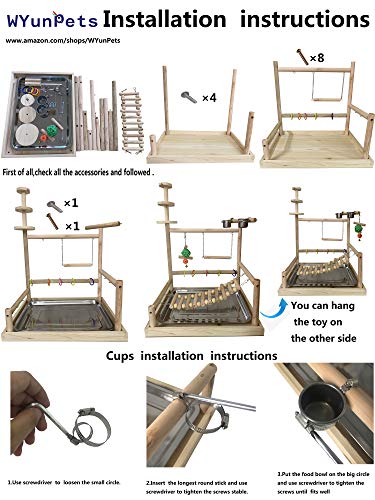 WYunpets Bird Perch Platform Stand Wood Bird Playground for Small Animals Parrot Parakeet Conure Cockatiel Budgie Gerbil Rat Mouse Chinchilla Hamster Cage Accessories Exercise Toys Sector
