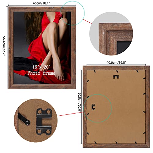 Calenzana 16x20 Poster Picture Frames Rustic Distressed Photo Frame 16 x 20 Set, Wall Hanging, 2 Pack, Brown